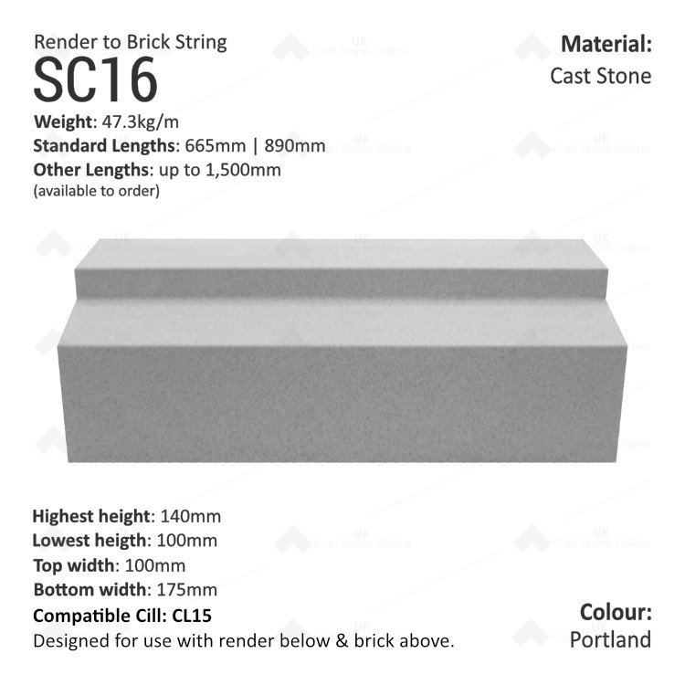 Render To Brick String Course SC16 – UK Cast Stone Online