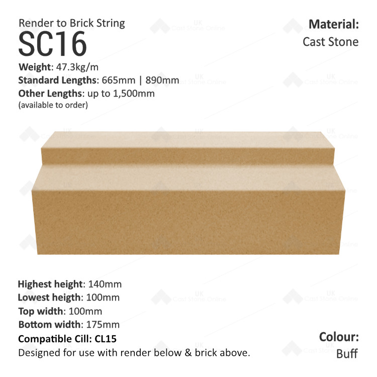 Render To Brick String Course SC16 – UK Cast Stone Online