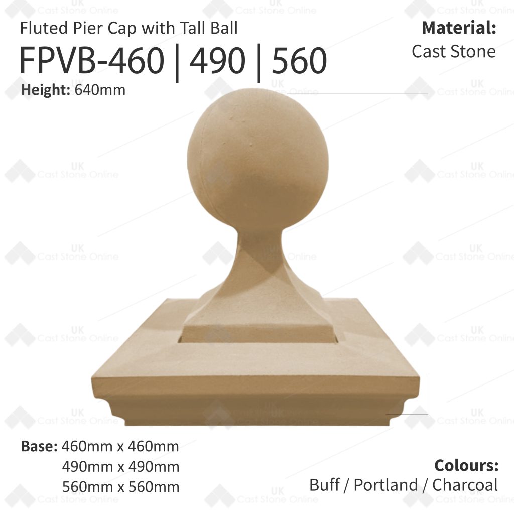 Fluted Pier Caps with Ball – UK Cast Stone Online